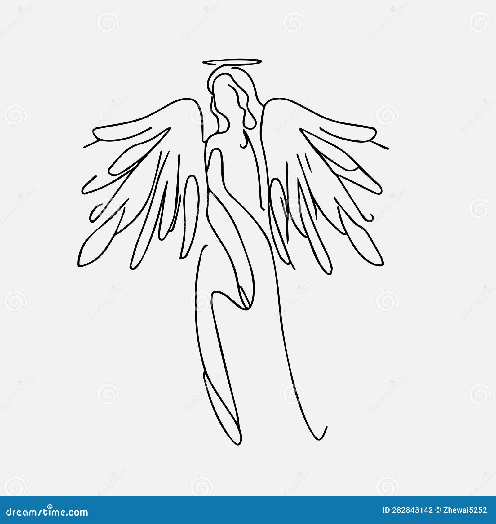 Drawing of Angel with Wing Line Art , Vector Eps and Jpg , Editable ...