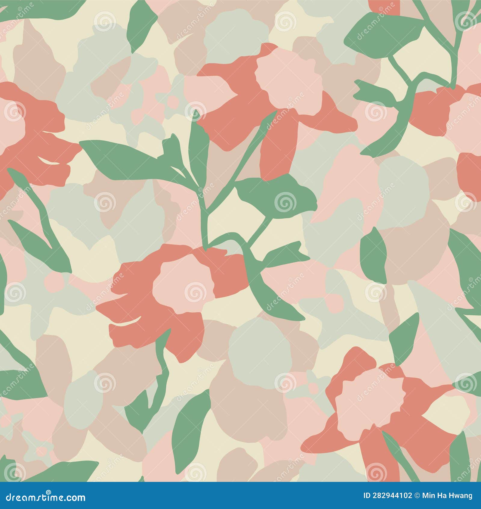 Vector Color Blocking Flower Illustration Seamless Repeat Pattern Stock ...