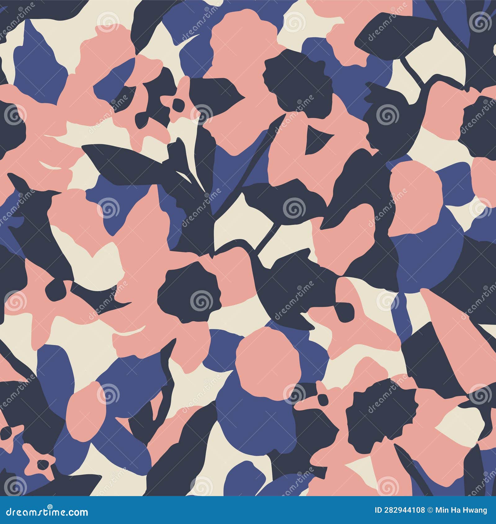 Vector Color Blocking Flower Illustration Seamless Repeat Pattern Stock ...