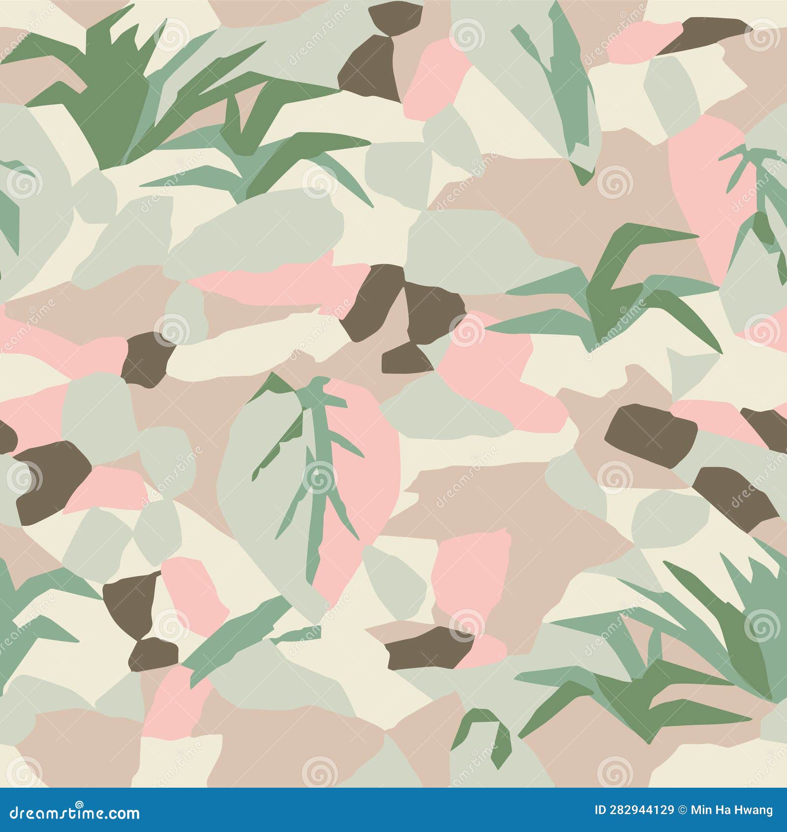 Vector Leaf and Nature Themed Illustration Seamless Repeat Pattern ...