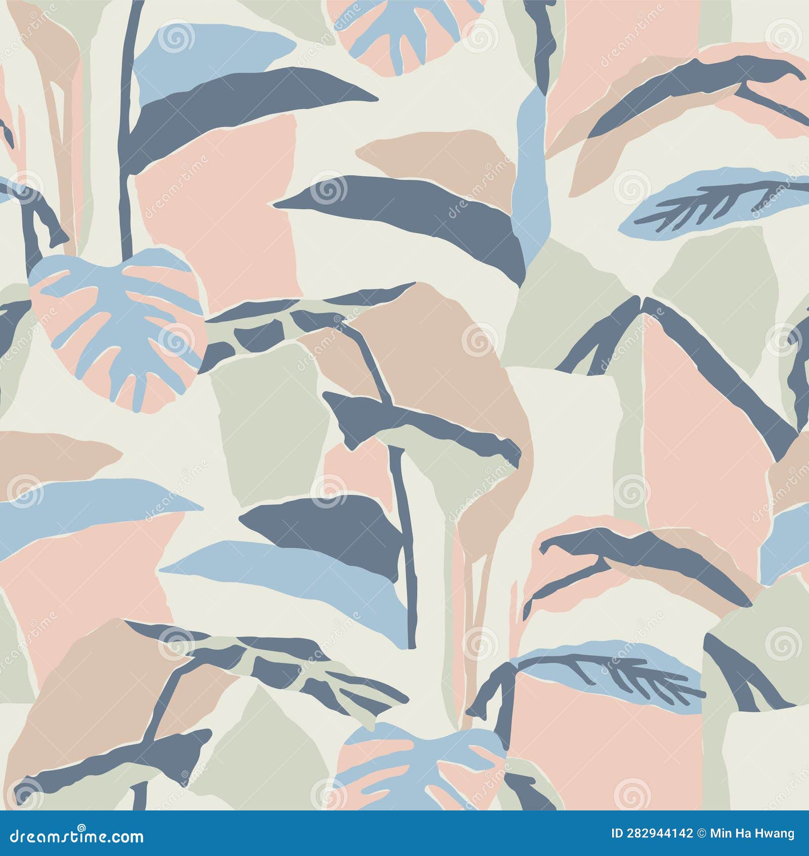 Vector Contemporary Plant Illustration Seamless Repeat Pattern Stock ...