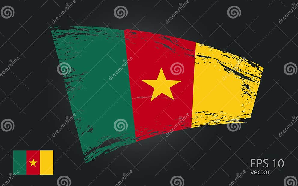 Web.Vector Flag of Cameroon, Illustration. Brush Paint Stroke Trail ...