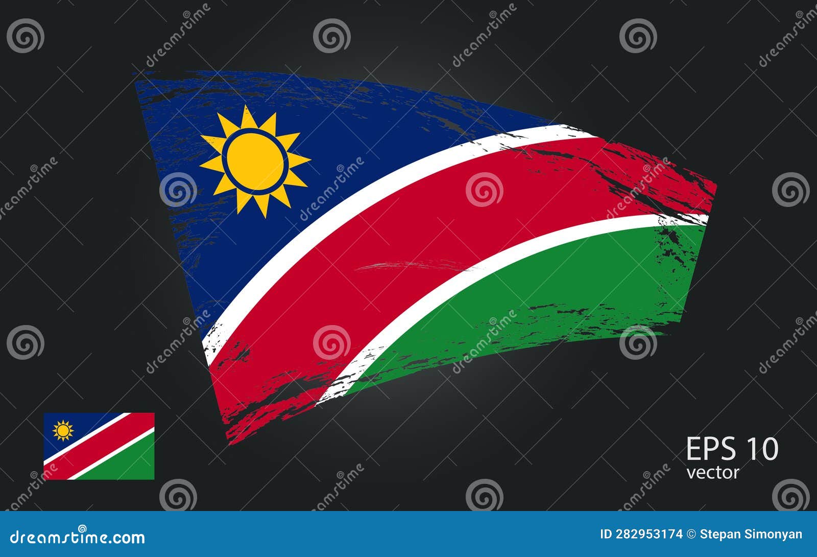 Vector Flag of Namibia, Illustration. Brush Paint Stroke Trail View ...