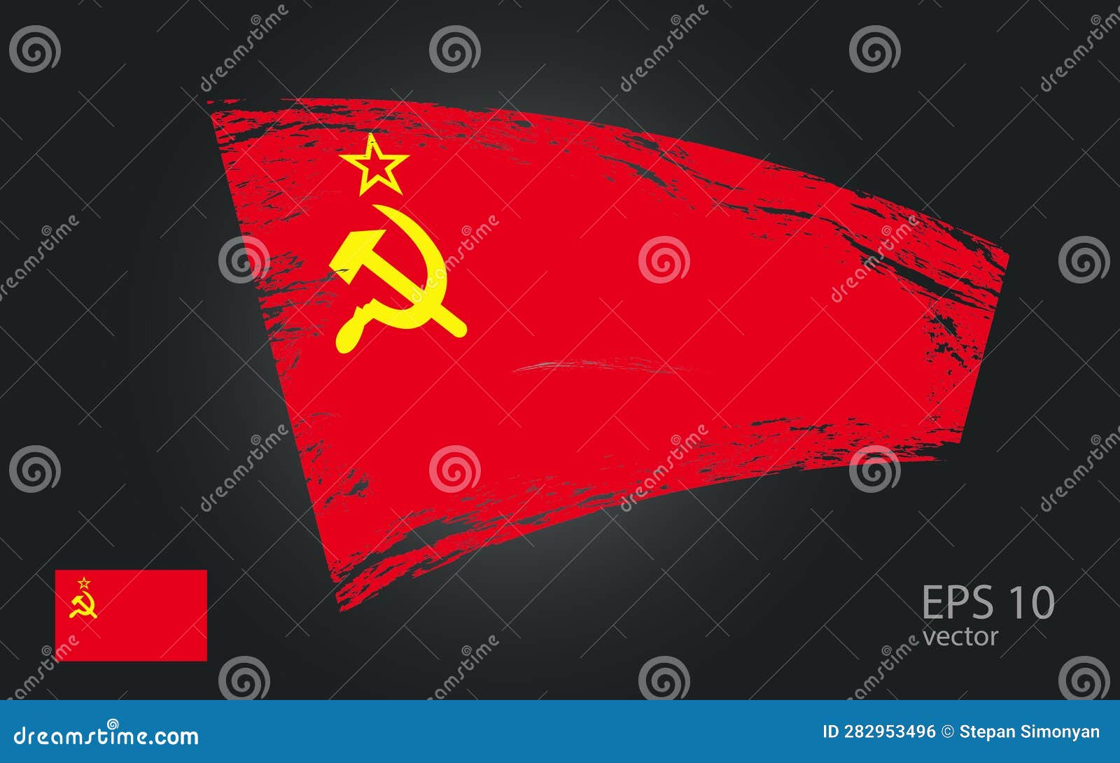 Vector Flag of Soviet Union, Illustration. Brush Paint Stroke Trail ...