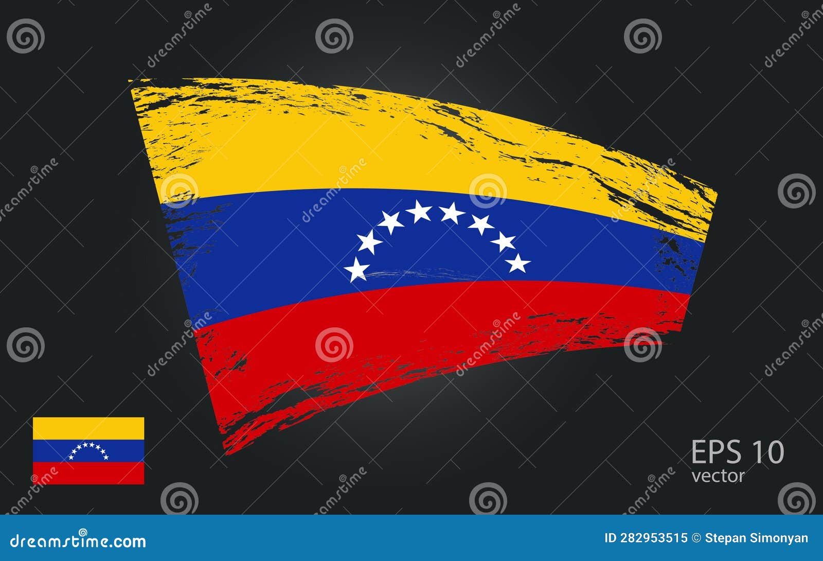 Vector Flag of Venezuela, Illustration. Brush Paint Stroke Trail View ...