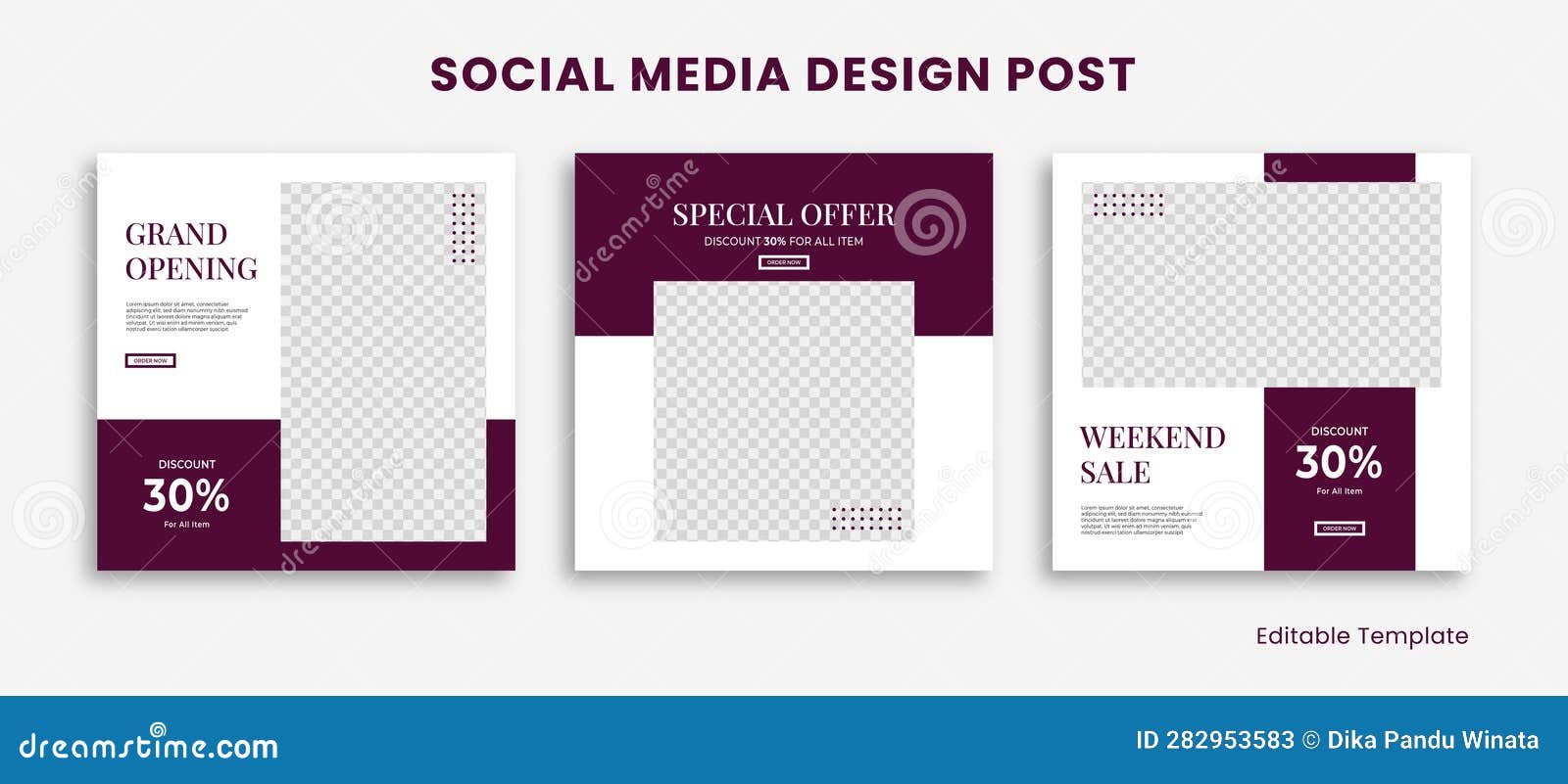 Set of Editable Template Social Media Design Instagram Post Rectangular ...