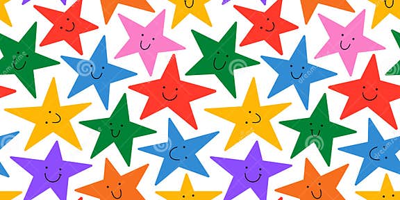 Colorful Rainbow Star Seamless Pattern Illustration Stock Vector ...