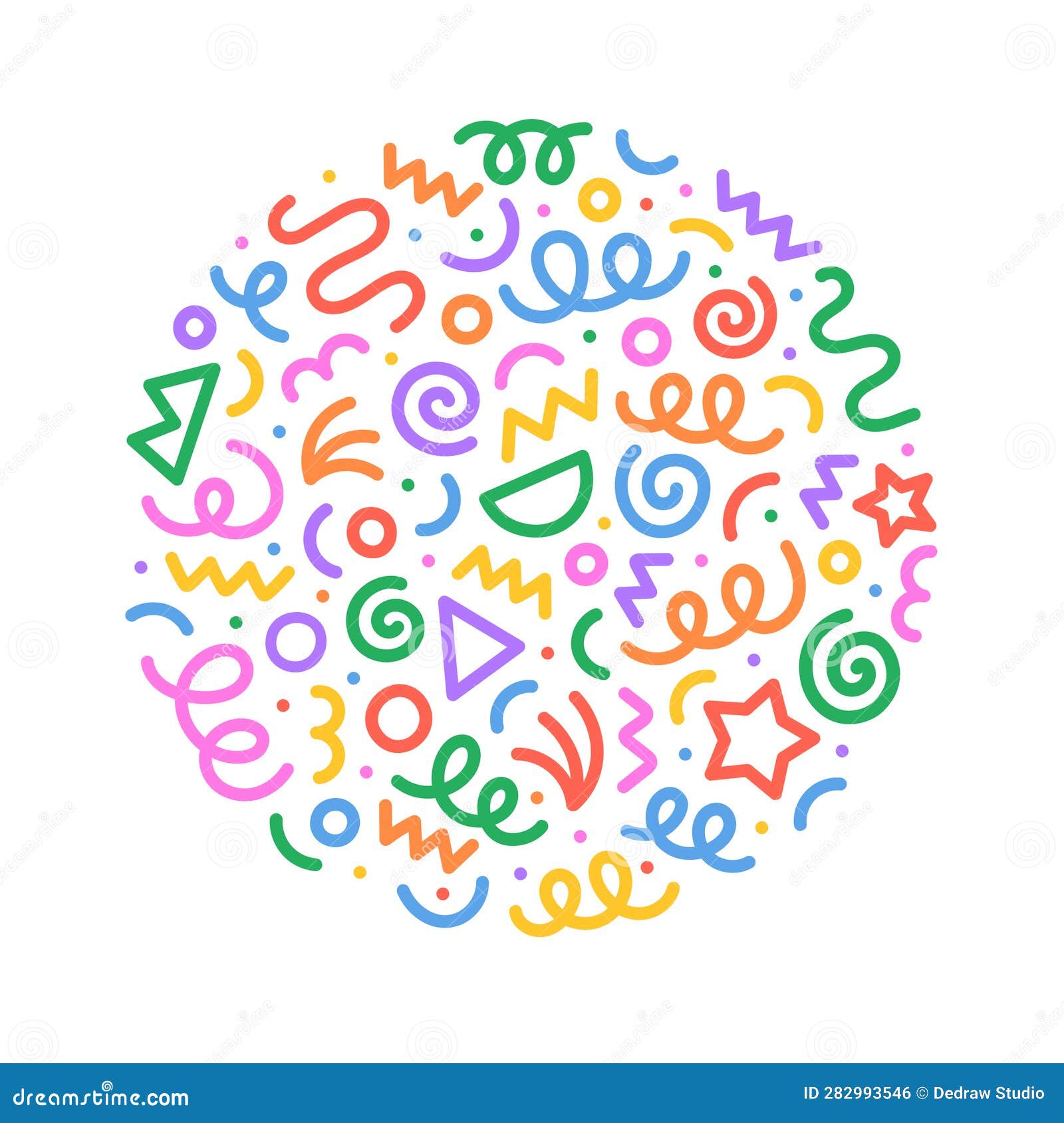 Fun Colorful Abstract Line Doodle Circle Shape Stock Vector ...
