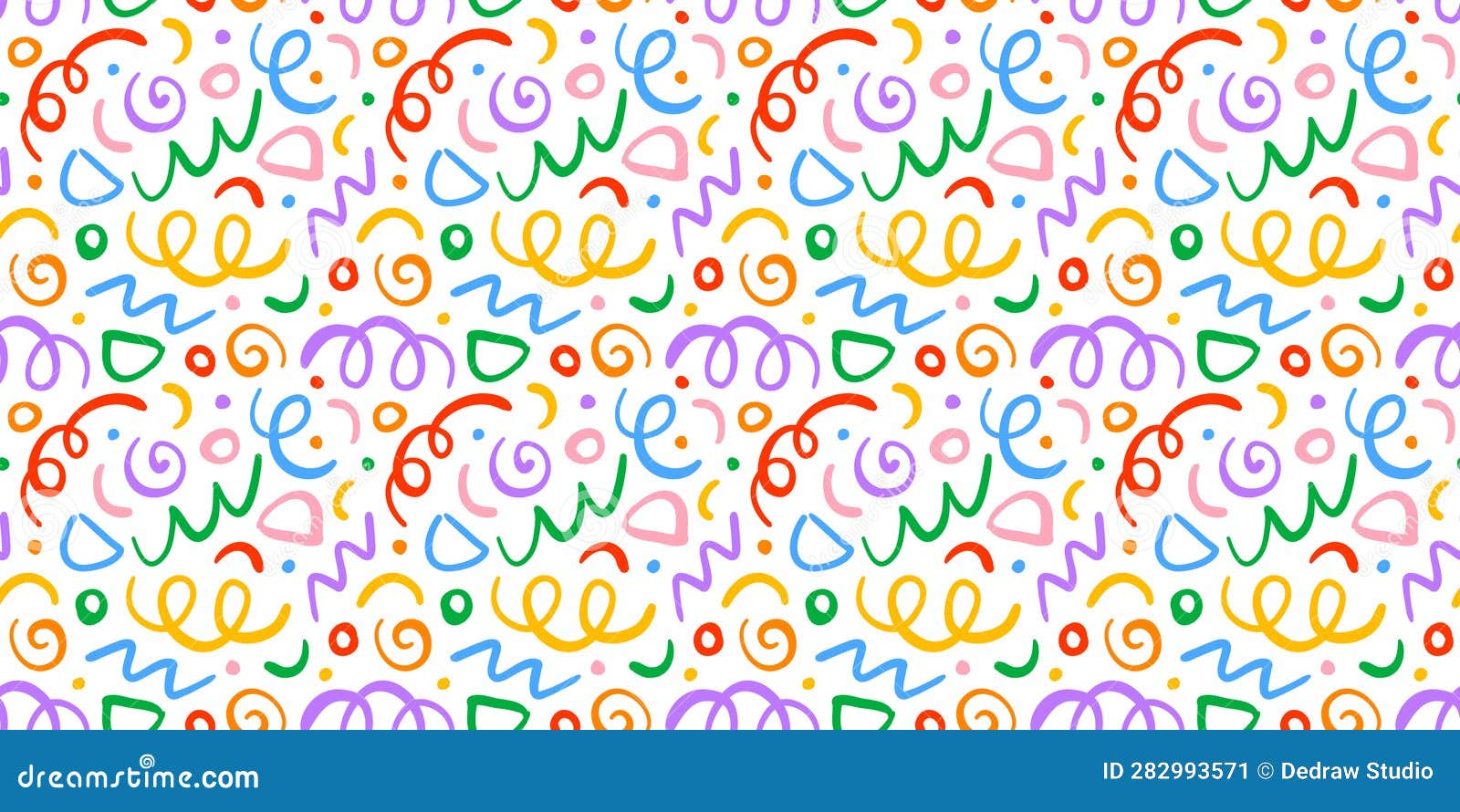 Fun Colorful Line Doodle Seamless Pattern Stock Vector - Illustration ...