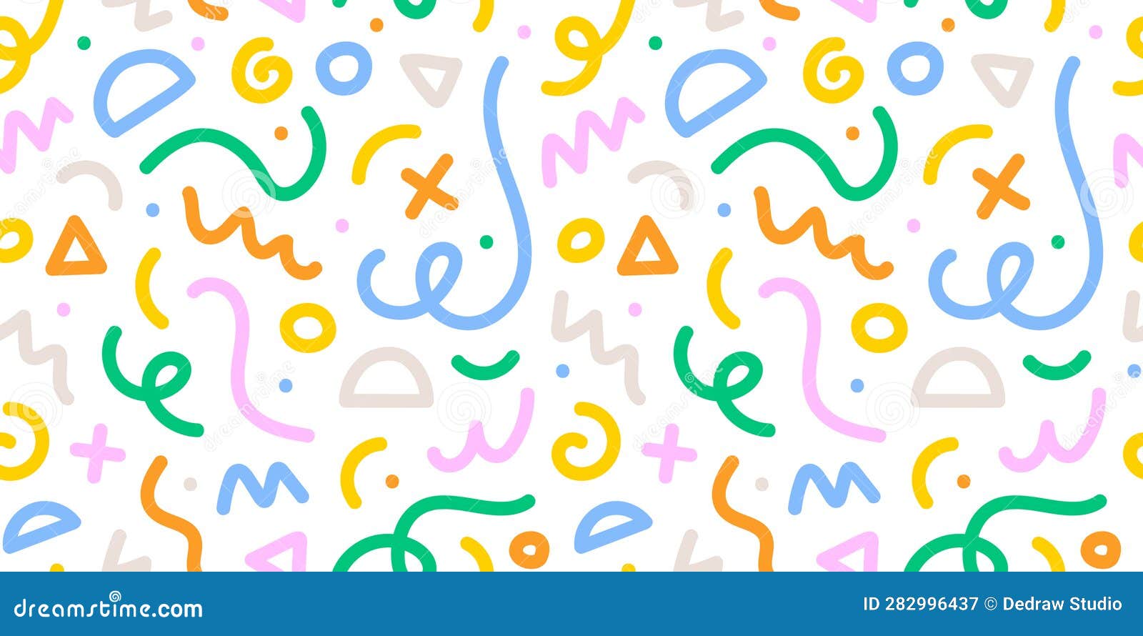 Fun Colorful Line Doodle Seamless Pattern Stock Vector - Illustration ...