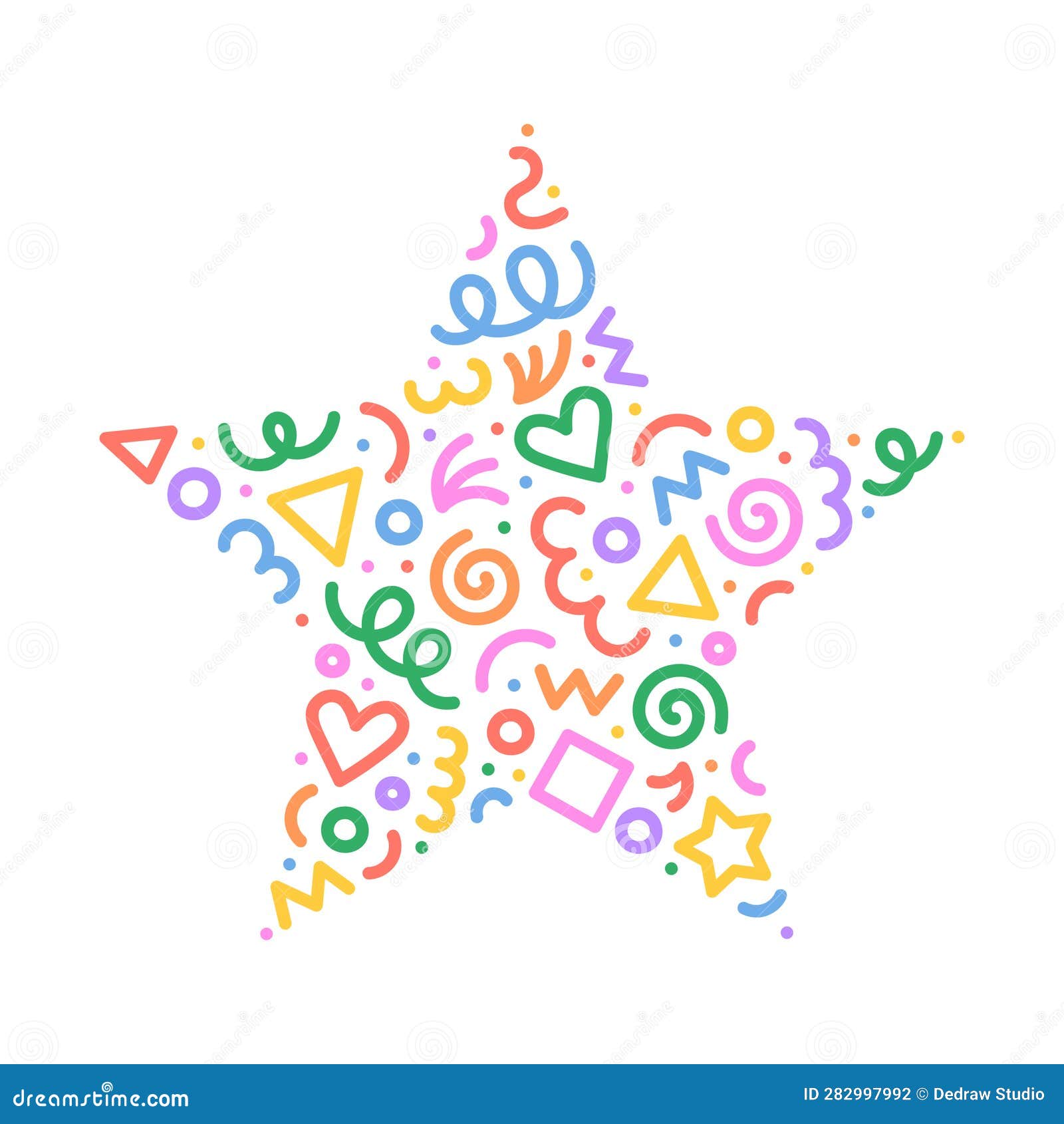 Fun Colorful Abstract Line Doodle Star Shape Stock Vector ...