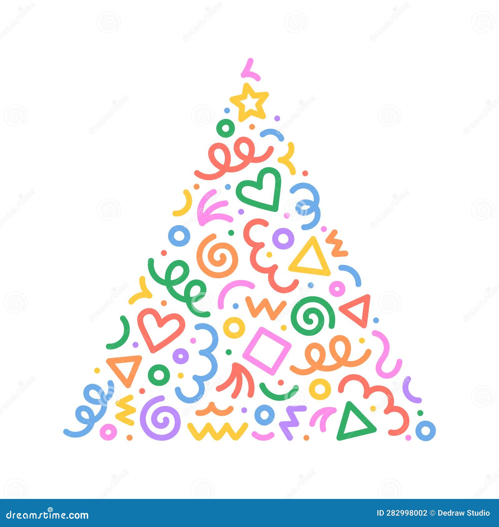 Fun Colorful Abstract Line Doodle Triangle Shape Stock Vector ...