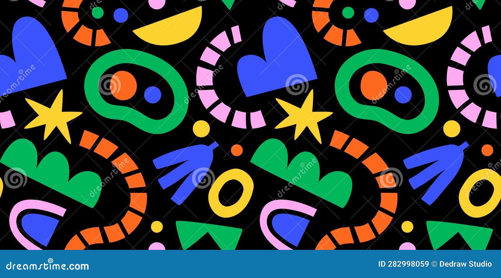Fun Colorful Geometric Shape Doodle Seamless Pattern Stock Vector ...