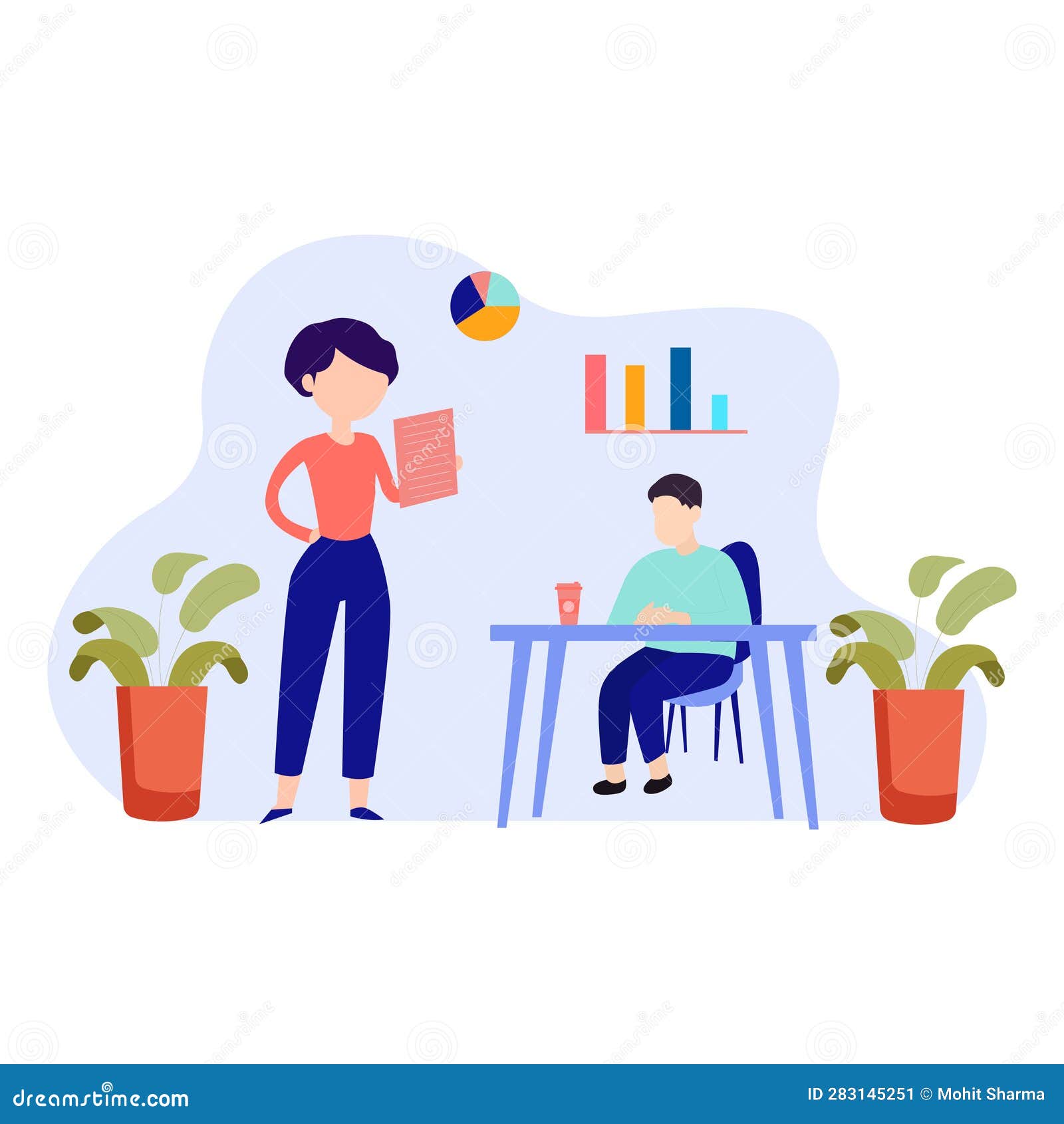 Vector Illustration Artwork the New Employee is Receiving Training ...