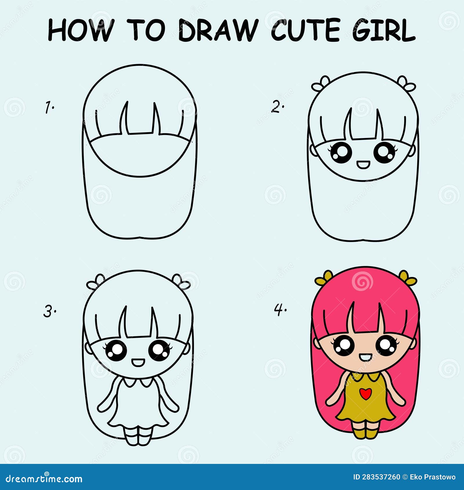 Step by Step To Draw a Cute Girl. Drawing Tutorial a Cute Girl. Drawing ...