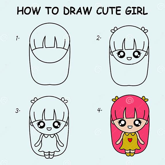 Step by Step To Draw a Cute Girl. Drawing Tutorial a Cute Girl. Drawing ...