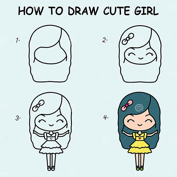 Step by Step To Draw a Cute Girl. Drawing Tutorial a Cute Girl. Drawing ...