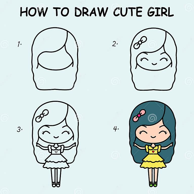 Step by Step To Draw a Cute Girl. Drawing Tutorial a Cute Girl. Drawing ...