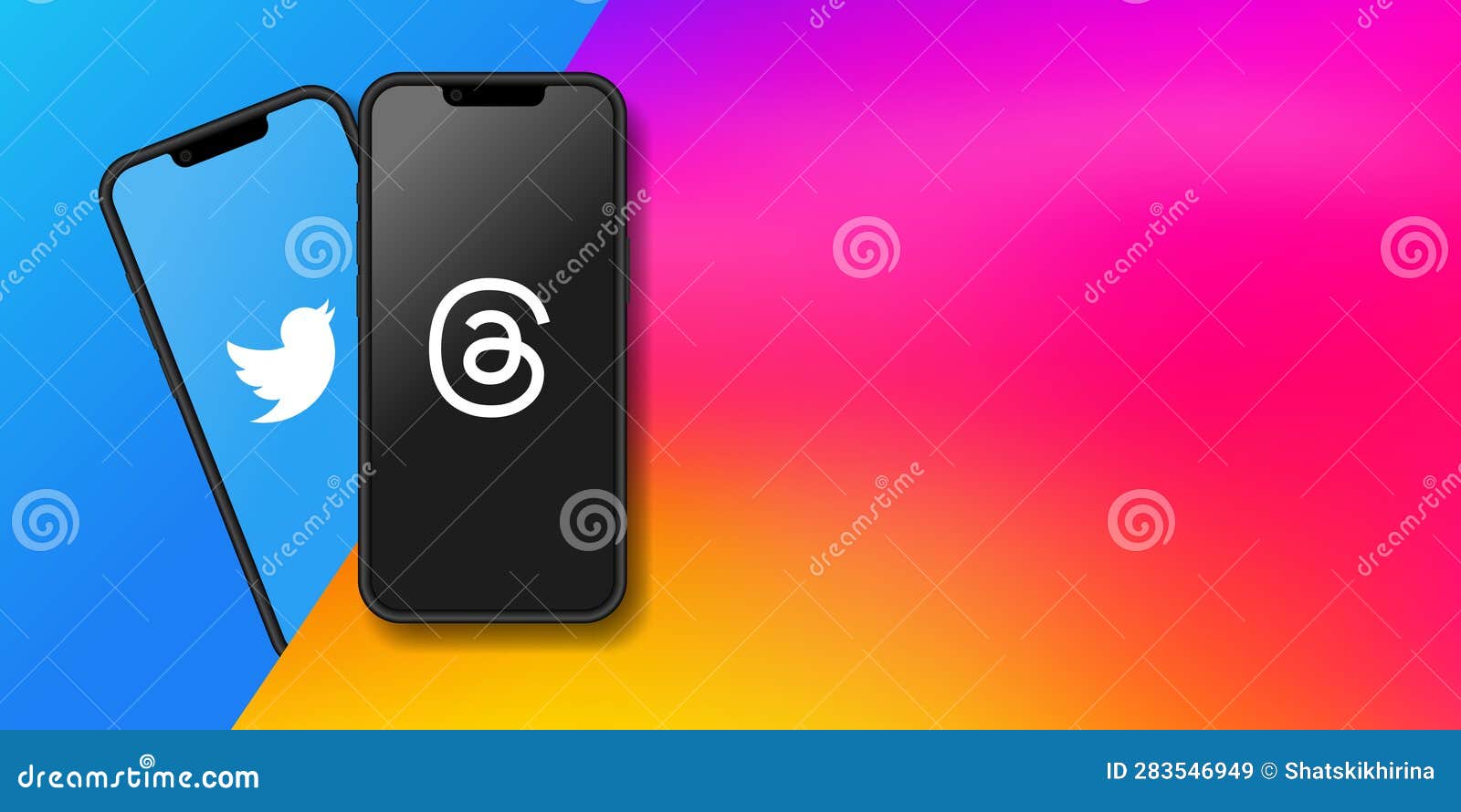 Twitter vs. Threads editorial stock image. Illustration of cell - 283546949