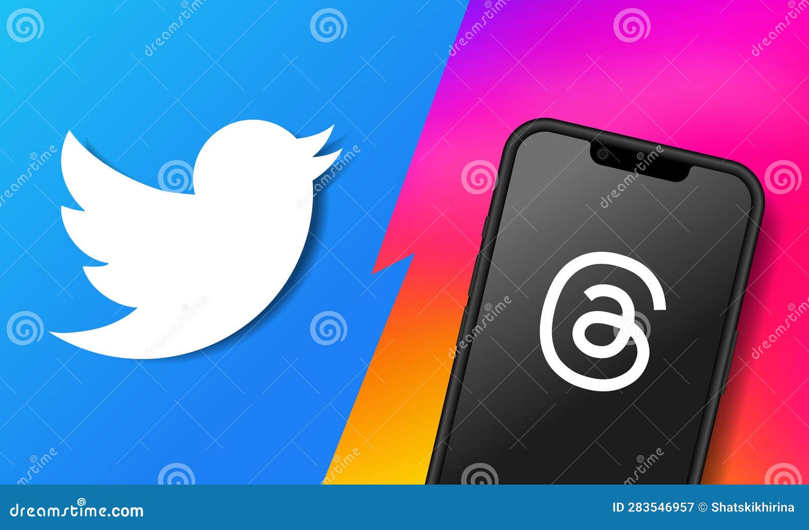 Twitter vs. Threads editorial photography. Illustration of digital ...