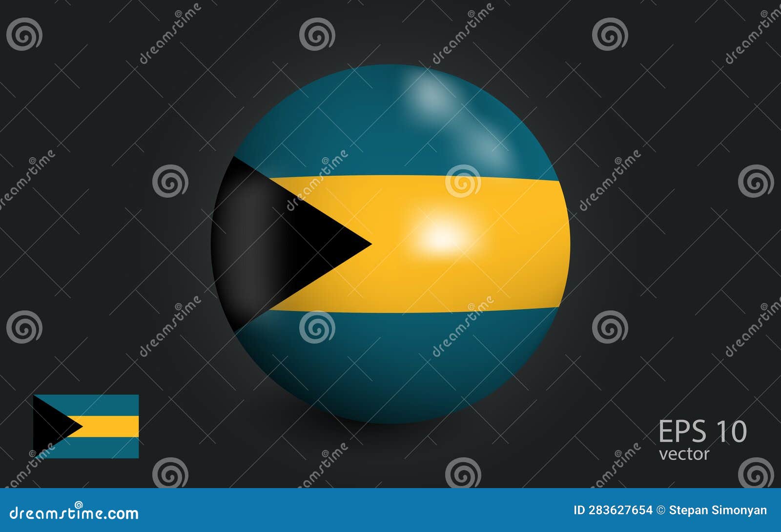 Web Realistic Ball with Flag of Bahamas. Sphere with a Reflection of ...