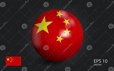 Realistic Ball with Flag of China. Sphere with a Reflection of the ...