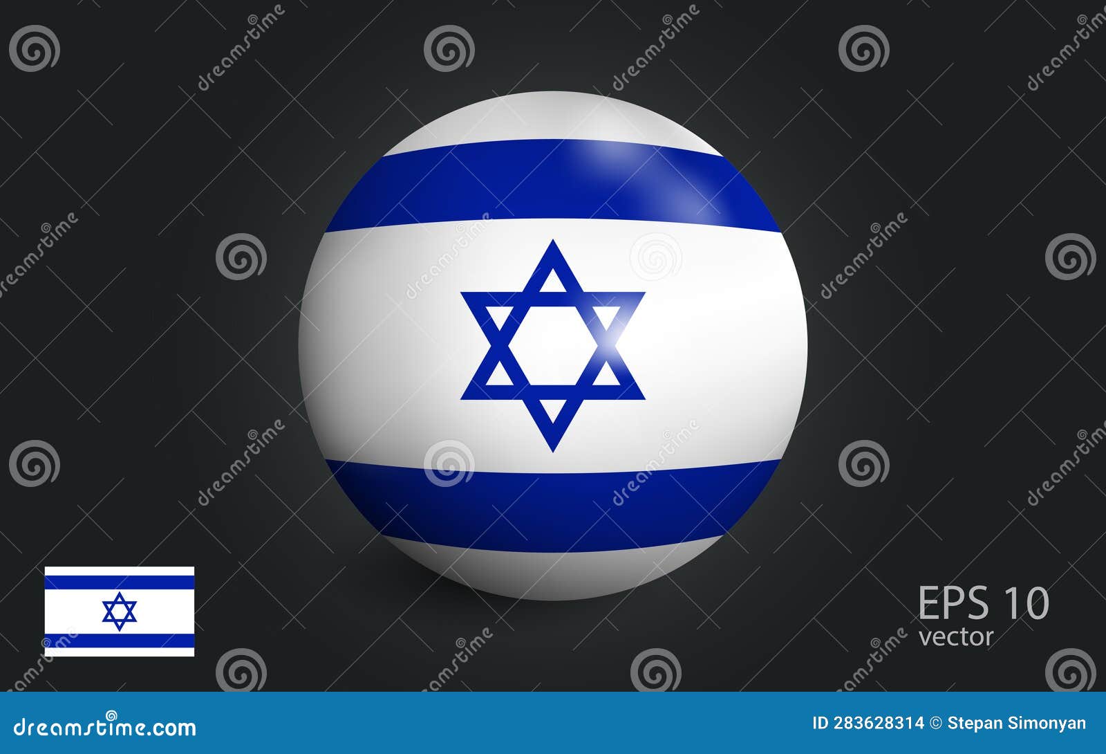 Web Realistic Ball with Flag of Israel. Sphere with a Reflection of the ...