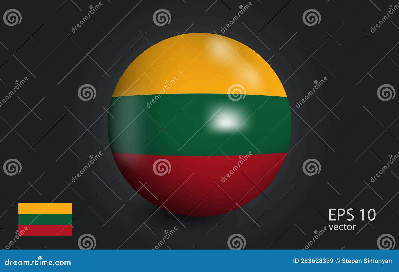 Web Realistic Ball with Flag of Lithuania. Sphere with a Reflection of ...