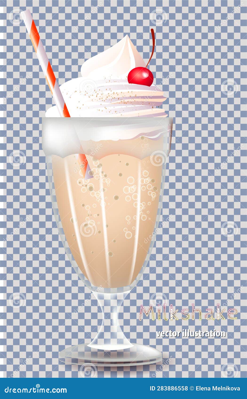 Milkshake Glass with a Cherry. Stock Vector - Illustration of milkshake ...