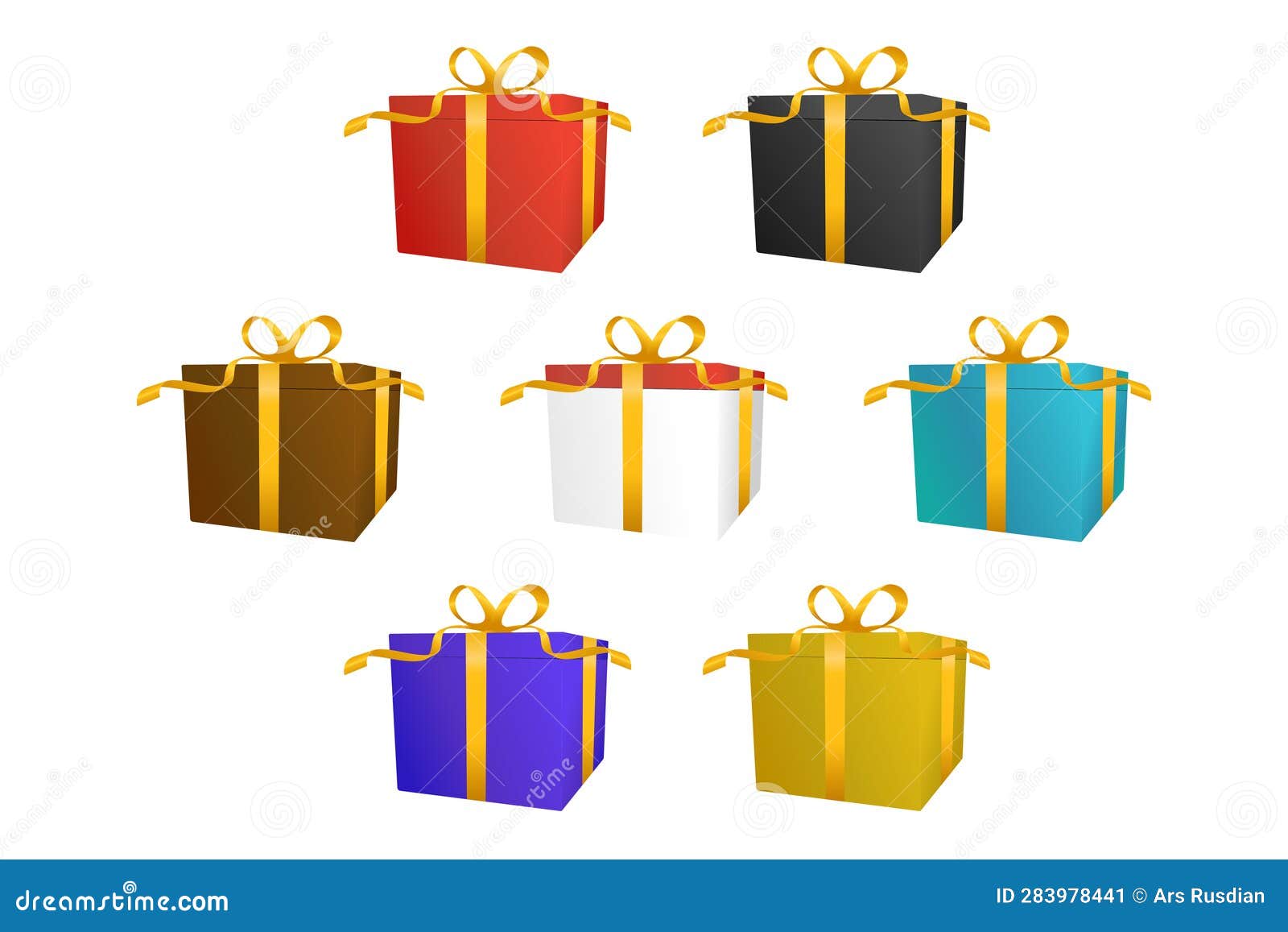 Set of Various Colors of Gift Boxes Stock Vector - Illustration of ...