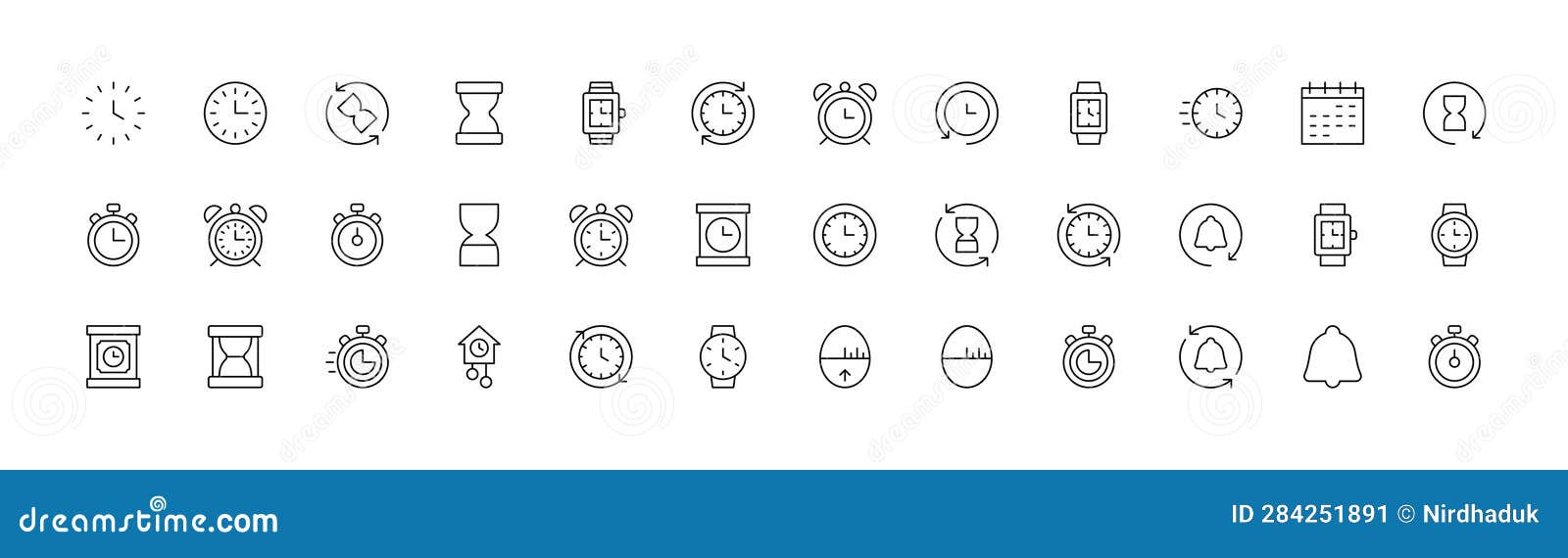 Set of Time Icons Collection. Stock Vector - Illustration of clock ...