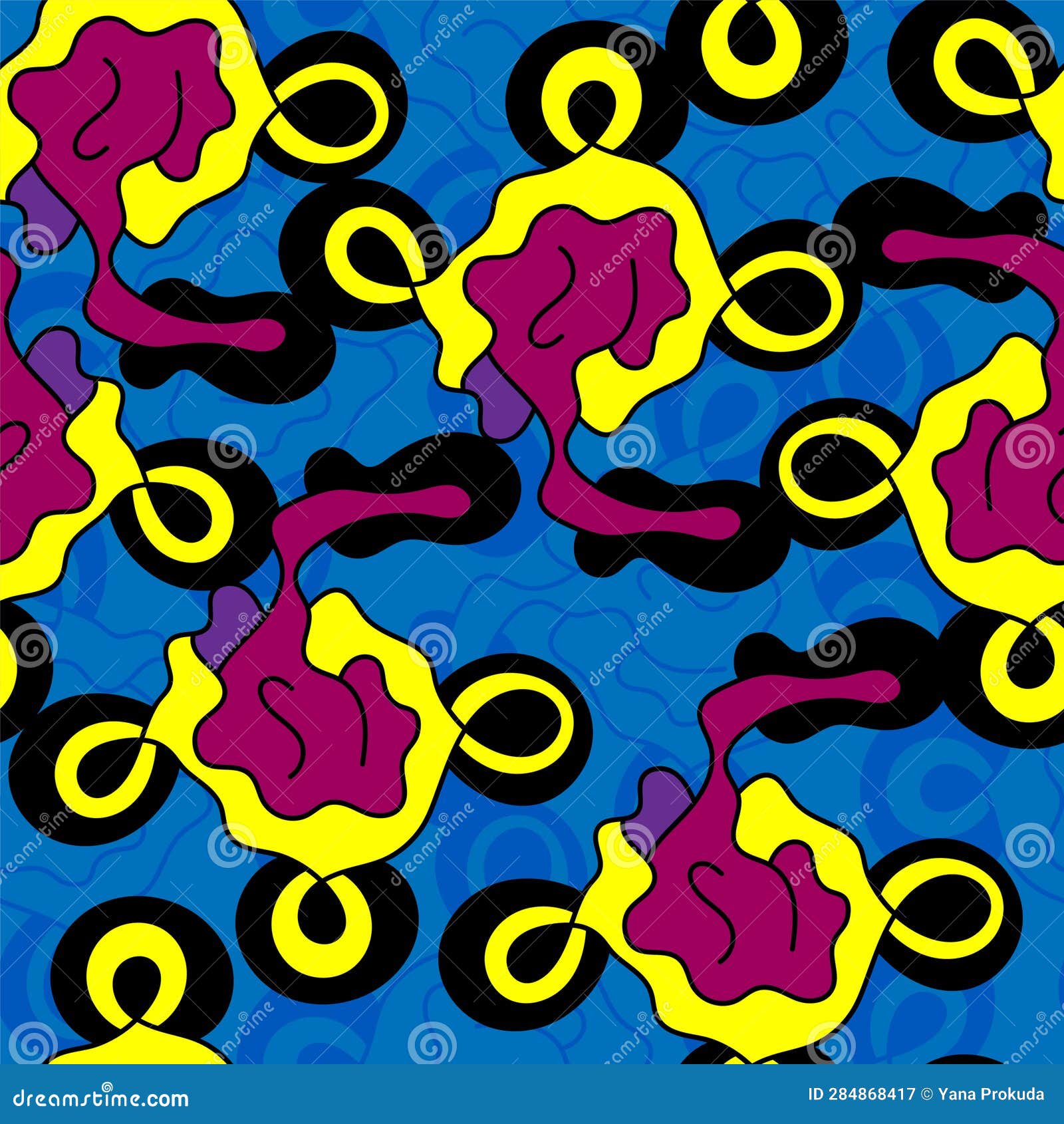 Abstract Surreal Seamless Pattern with Colorful Strange Elements Stock ...