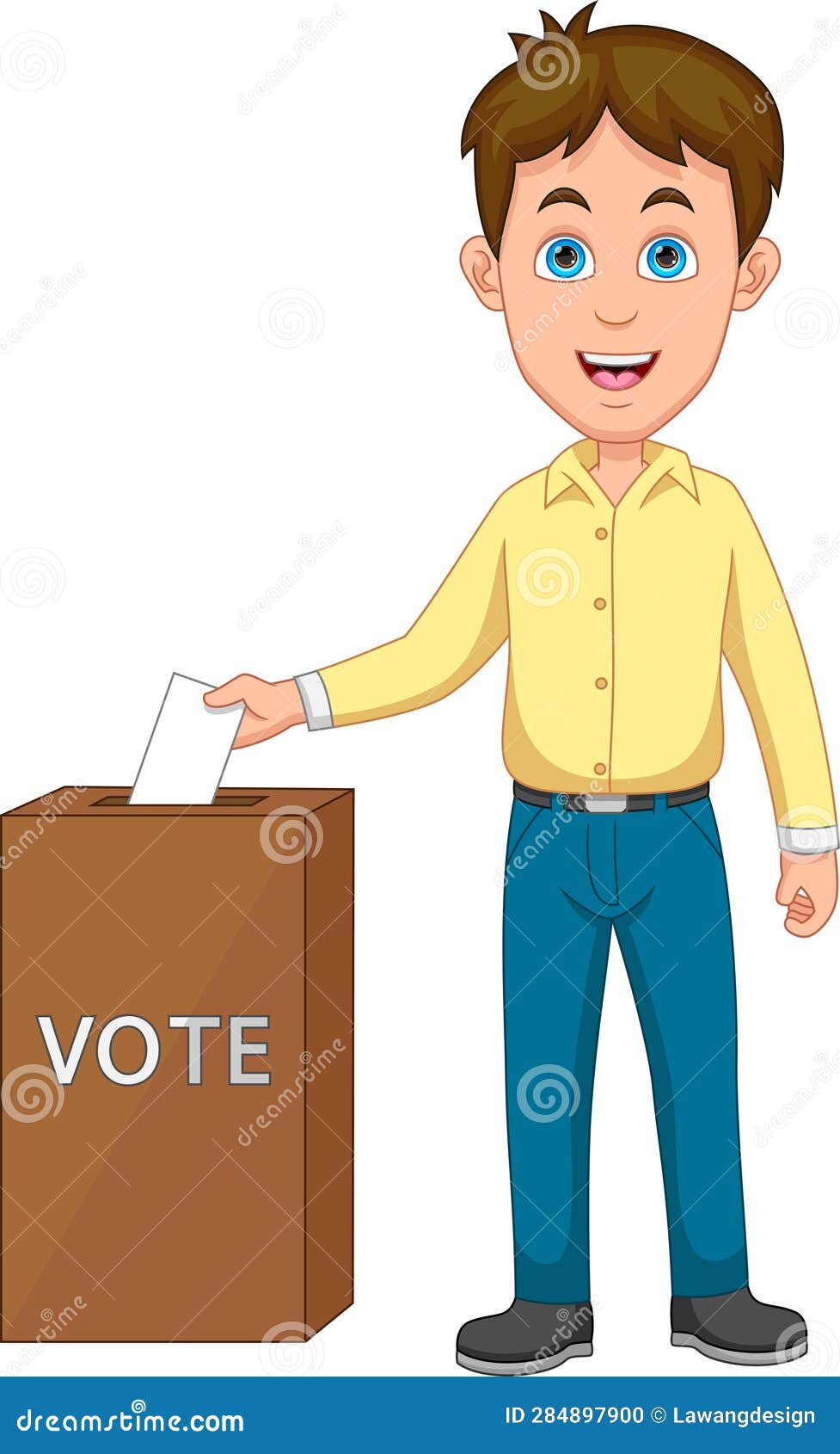 Young Man Putting Voting Papers into the Ballot Box Stock Vector ...