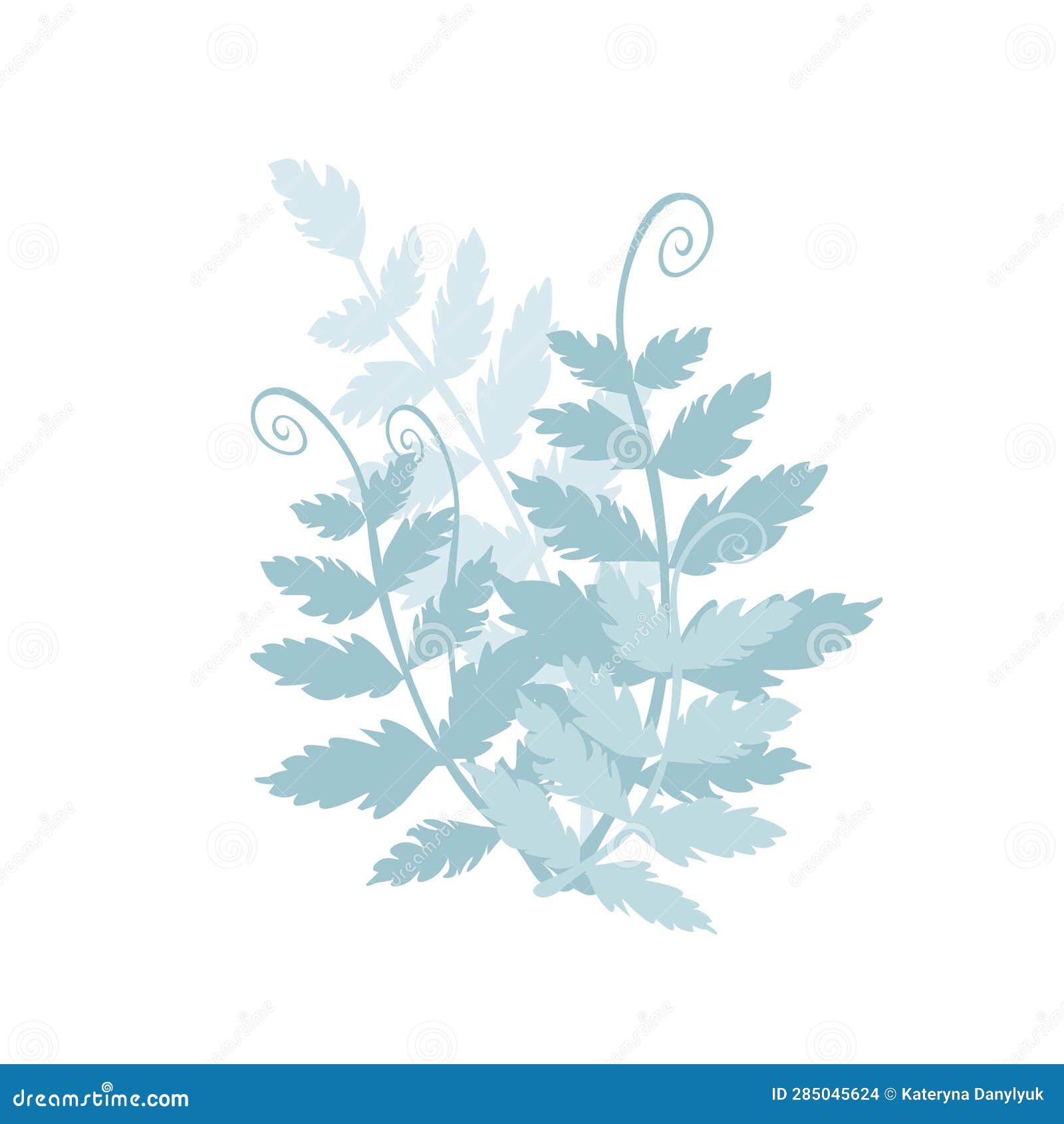 Fern Blue Stylized Plant on White Flat Design Stock Vector Illustratio ...