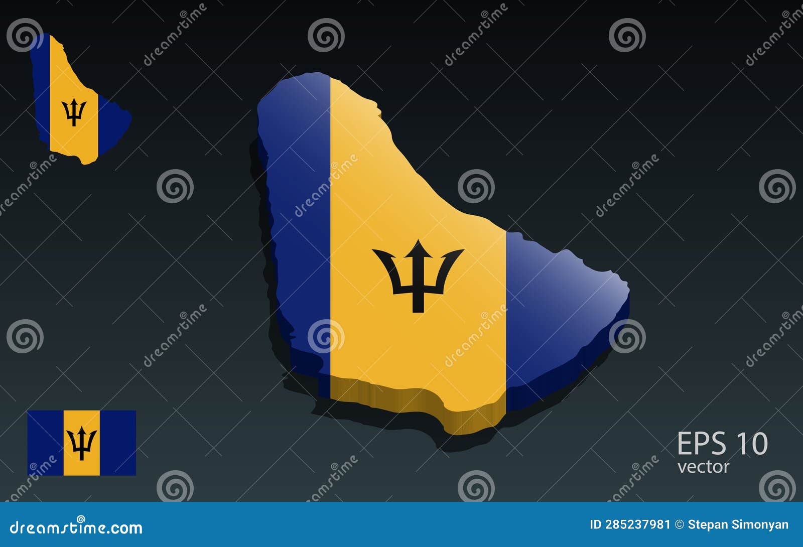 3D Barbados Map and Flag . 3D Shape Design . Independence Day Concept ...