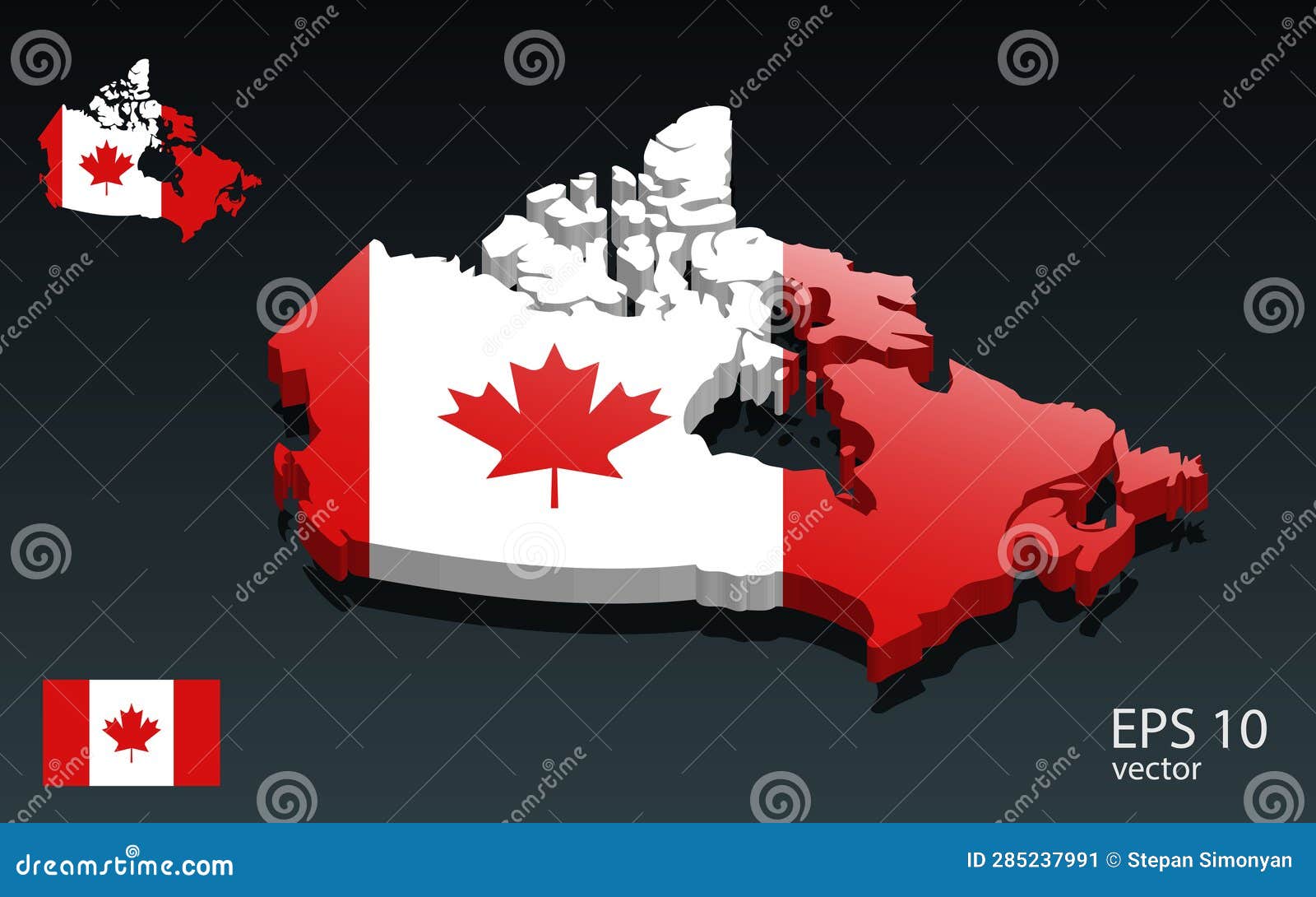 3D Canada Map and Flag . 3D Shape Design . Independence Day Concept ...