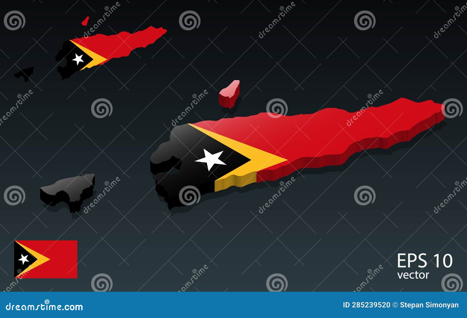 3D East Timor Map and Flag . 3D Shape Design . Independence Day Concept ...