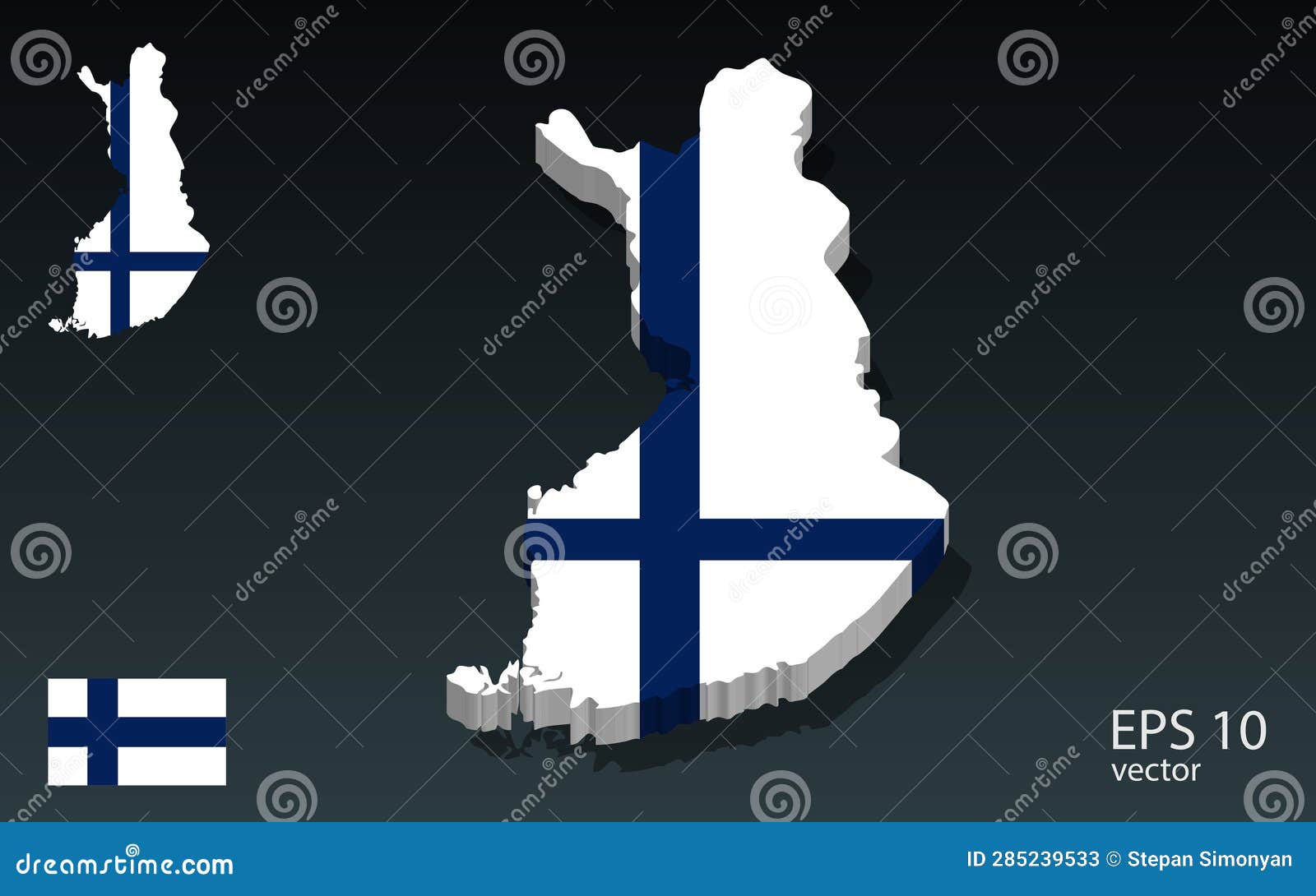 3D Finland Map and Flag . 3D Shape Design . Independence Day Concept ...