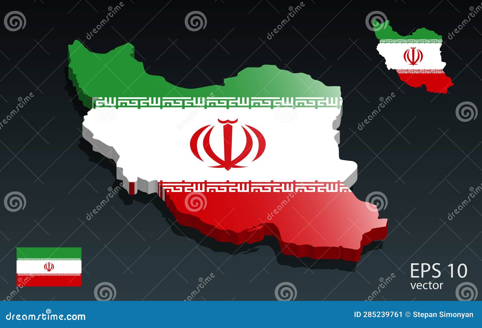 3D Iran Map and Flag . 3D Shape Design . Independence Day Concept ...
