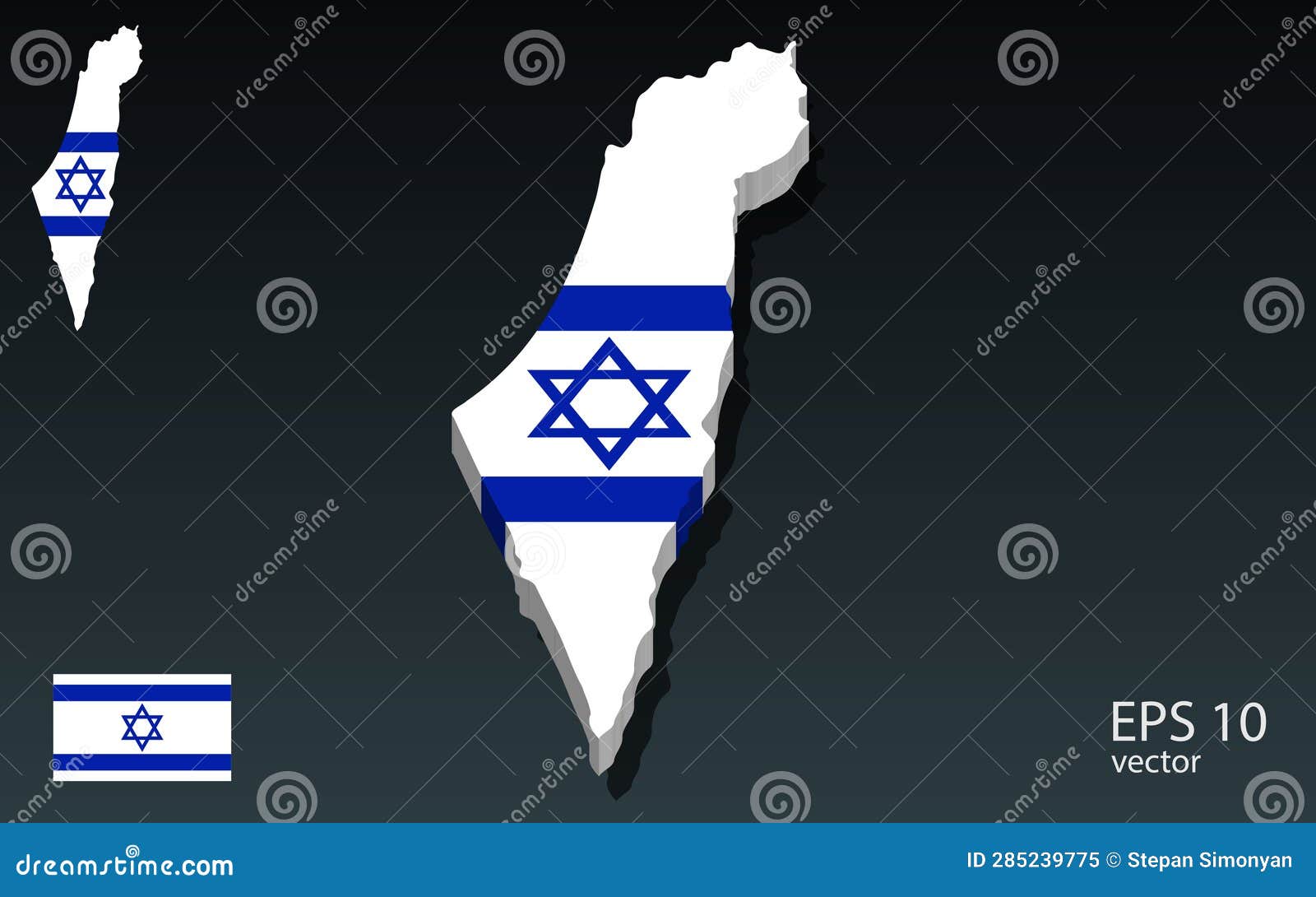 3D Israel Map and Flag . 3D Shape Design . Independence Day Concept ...