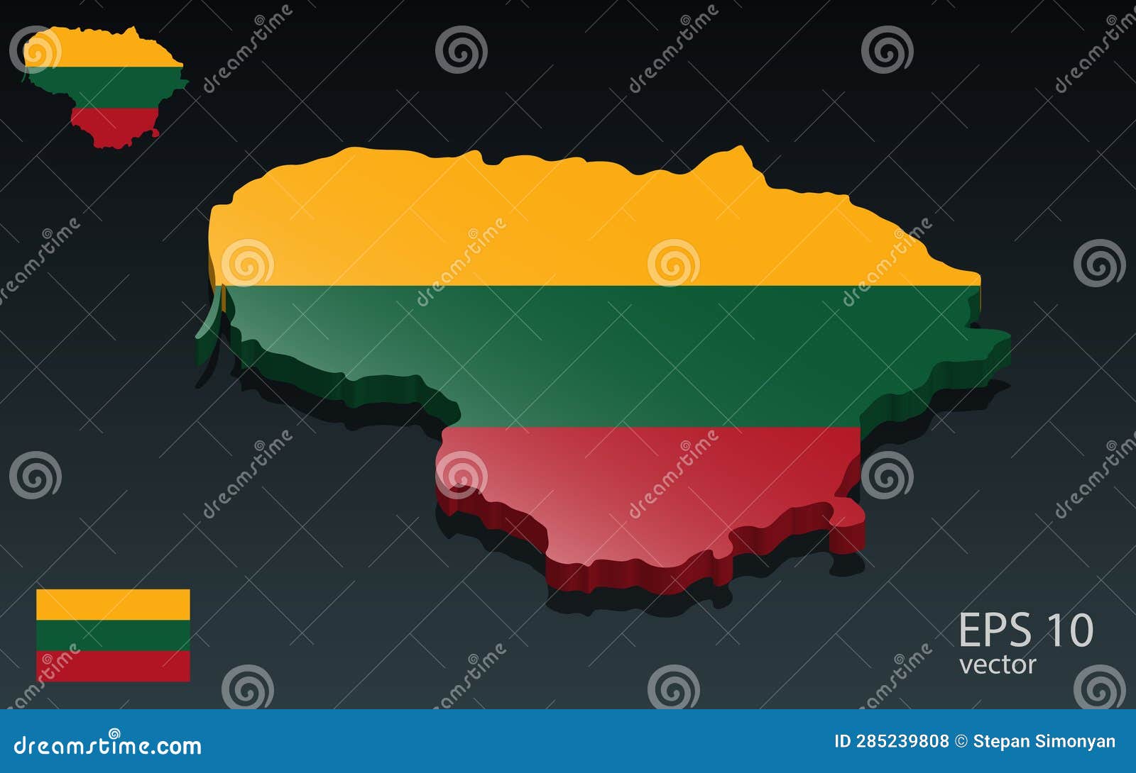3D Lithuania Map and Flag . 3D Shape Design . Independence Day Concept ...