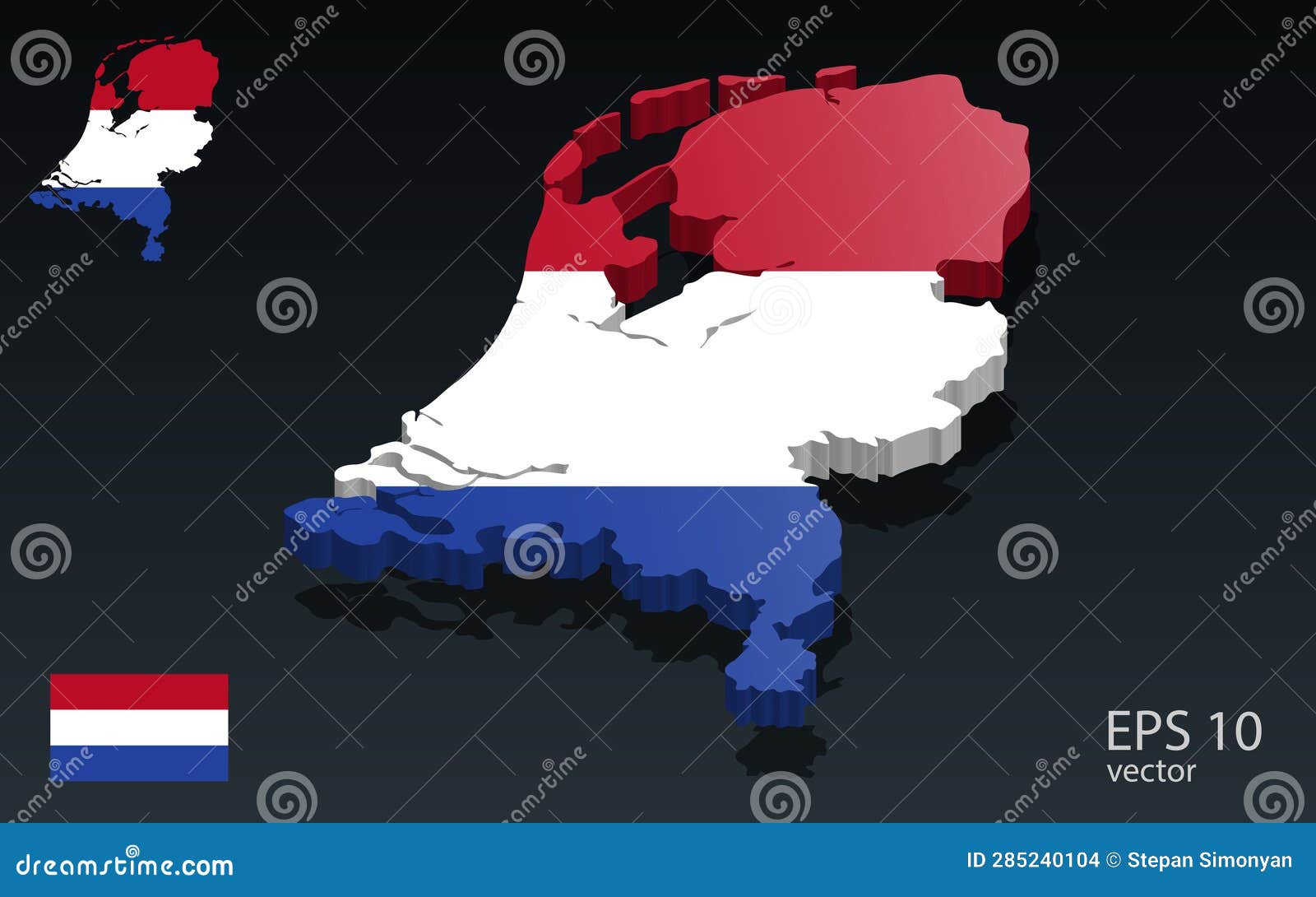 3D Netherlands Map and Flag . 3D Shape Design . Independence Day ...