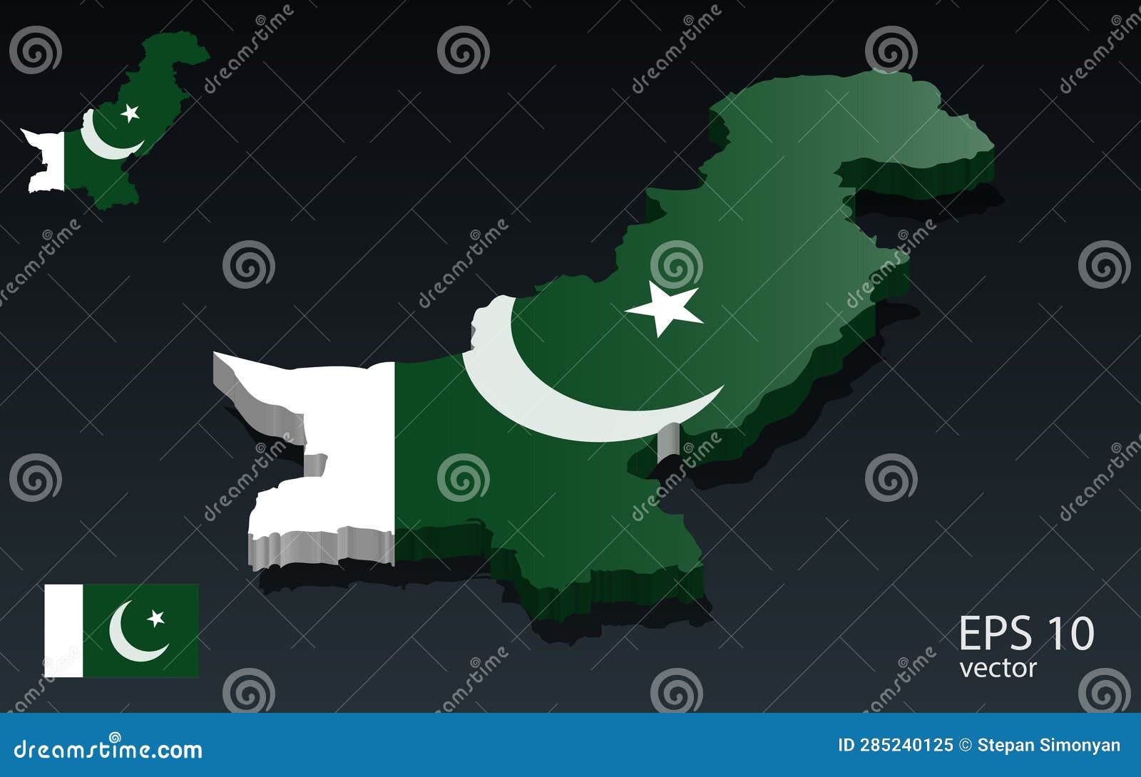 3D Pakistan Map and Flag . 3D Shape Design . Independence Day Concept ...