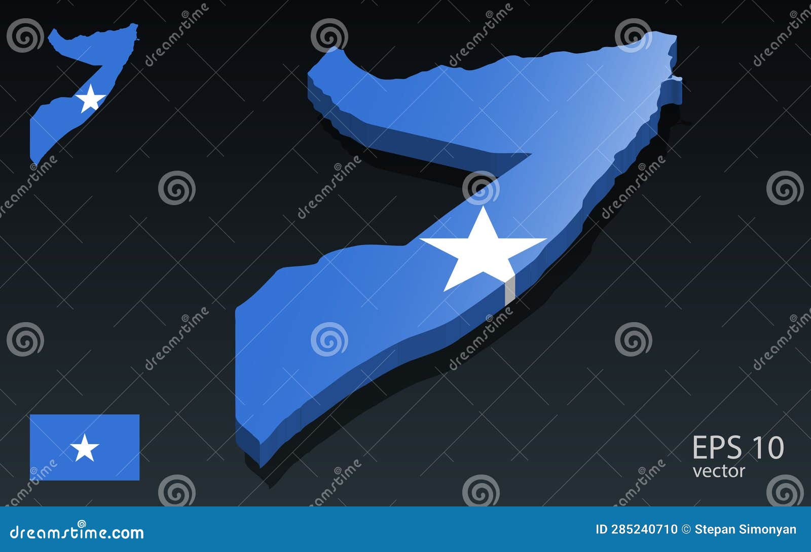 3D Somalia Map and Flag . 3D Shape Design . Independence Day Concept ...