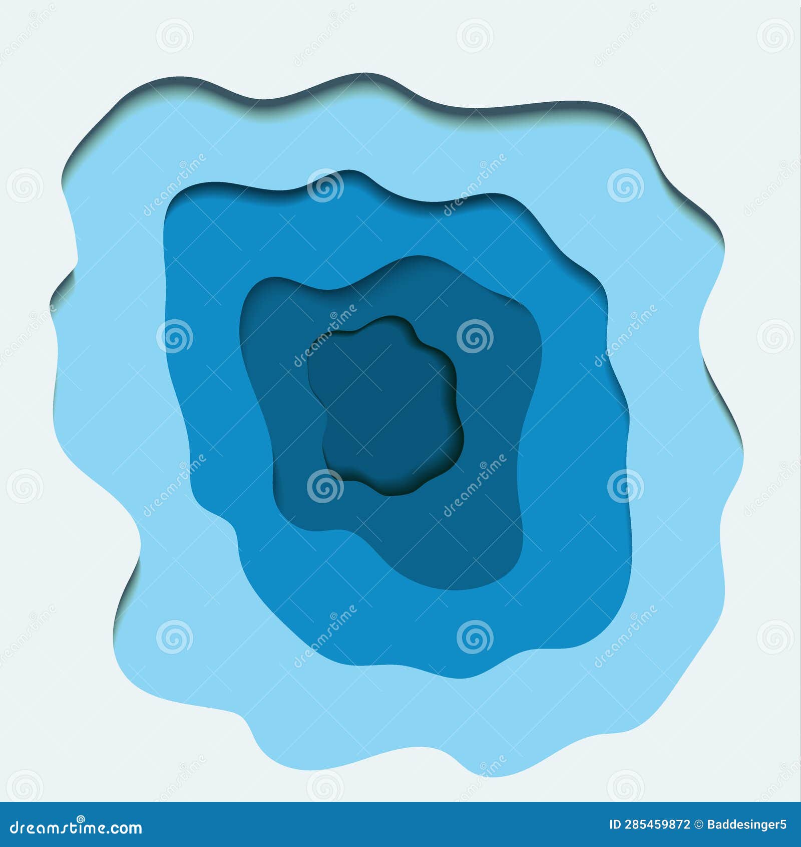 Vector Illustration in Paper Cut Style. Abstract Illustration in Blue ...