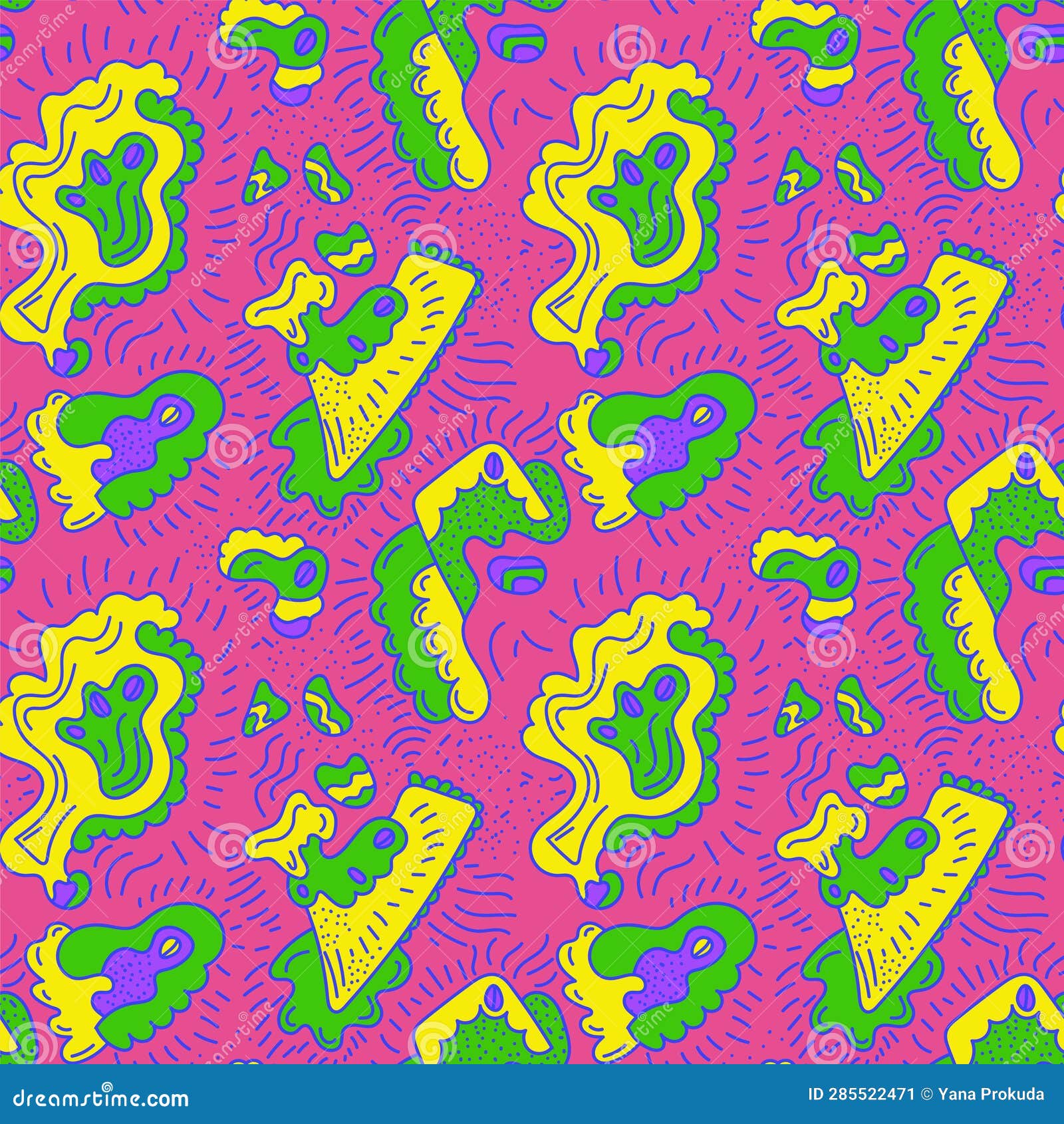 Abstract Unusual Seamless Artwork with Surreal Hand Drawn Pattern Stock ...