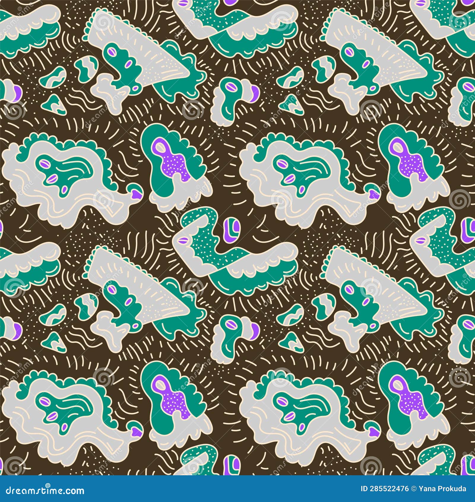 Abstract Unusual Seamless Artwork with Surreal Hand Drawn Pattern Stock ...