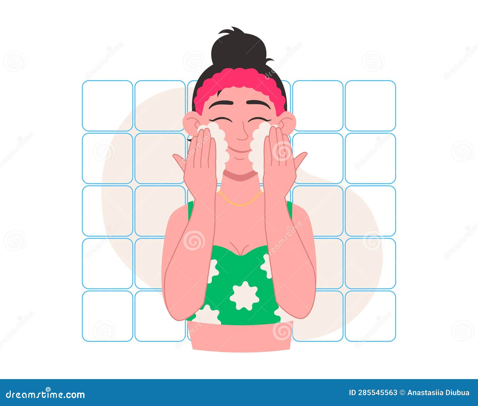 Skin Care. Woman Uses a Cleanser Stock Vector - Illustration of ...