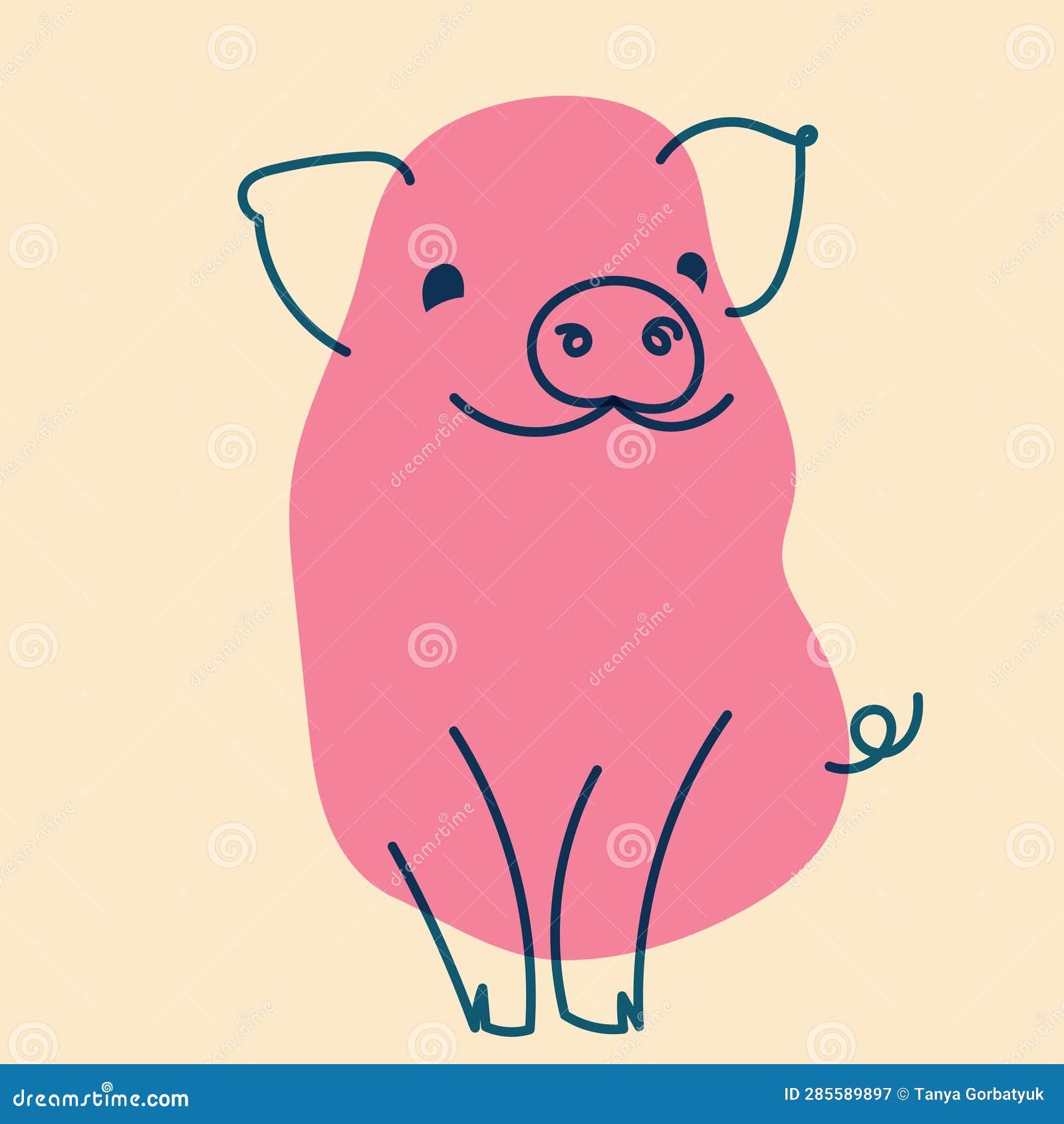 Cute, Fancy Pig. Vector Illustration in Flat Cartoon Style Stock Vector ...