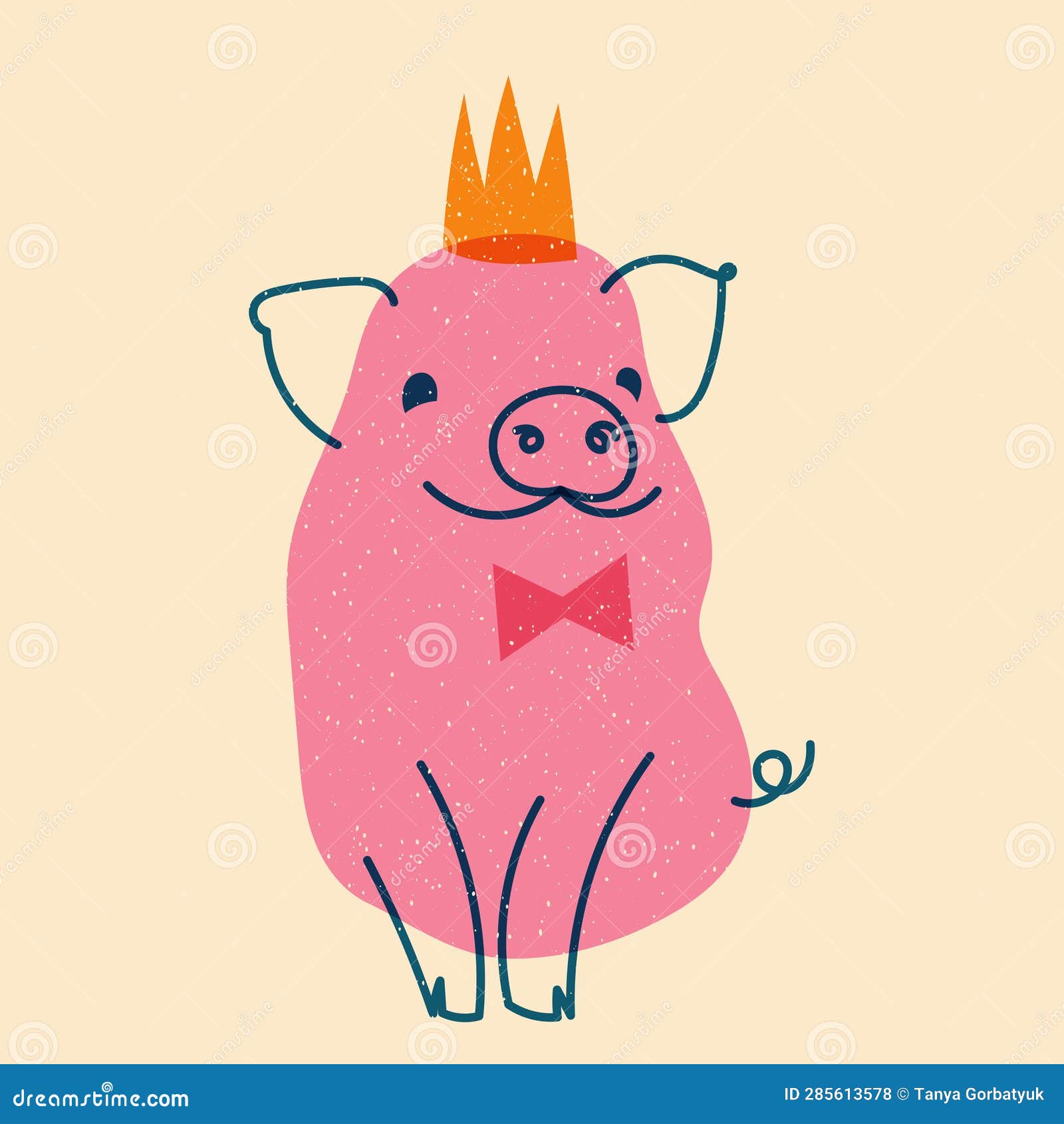 Pink, Fancy Pig. Vector Illustration in Flat Cartoon Style Stock Vector ...